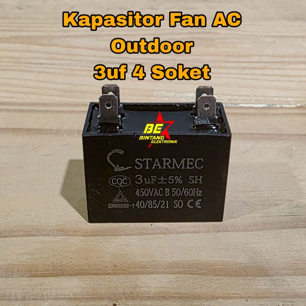 Jual Kapasitor 3uf 4 SOKET Fan AC Out Door Capasitor 3 Uf mikro Farad ...