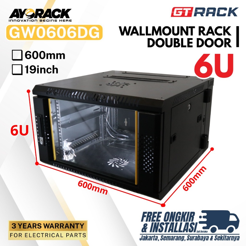 Jual WALLMOUNT RACK 6U GT RACK GW0606DG – RAK SERVER WALL MOUNT DEPTH ...