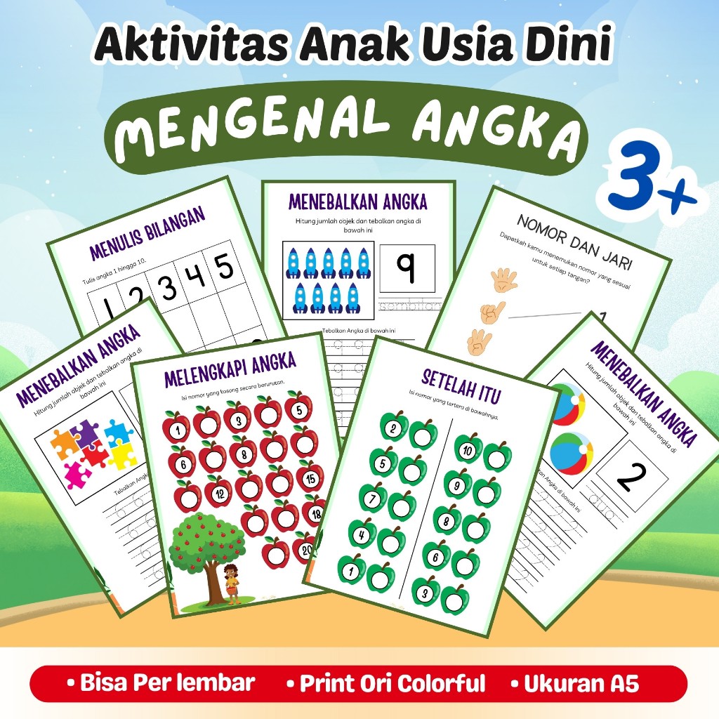 Jual Belajar Mengenal Dan Menulis Angka Paud TK Edukasi Murah Berwarna ...