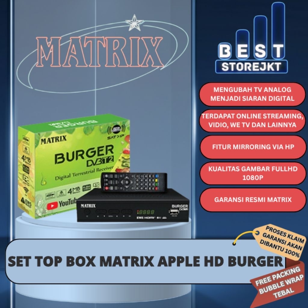 Jual MATRIX Set Top Box Burger Hijau DVB-T2 MT / STB TV Digital ...