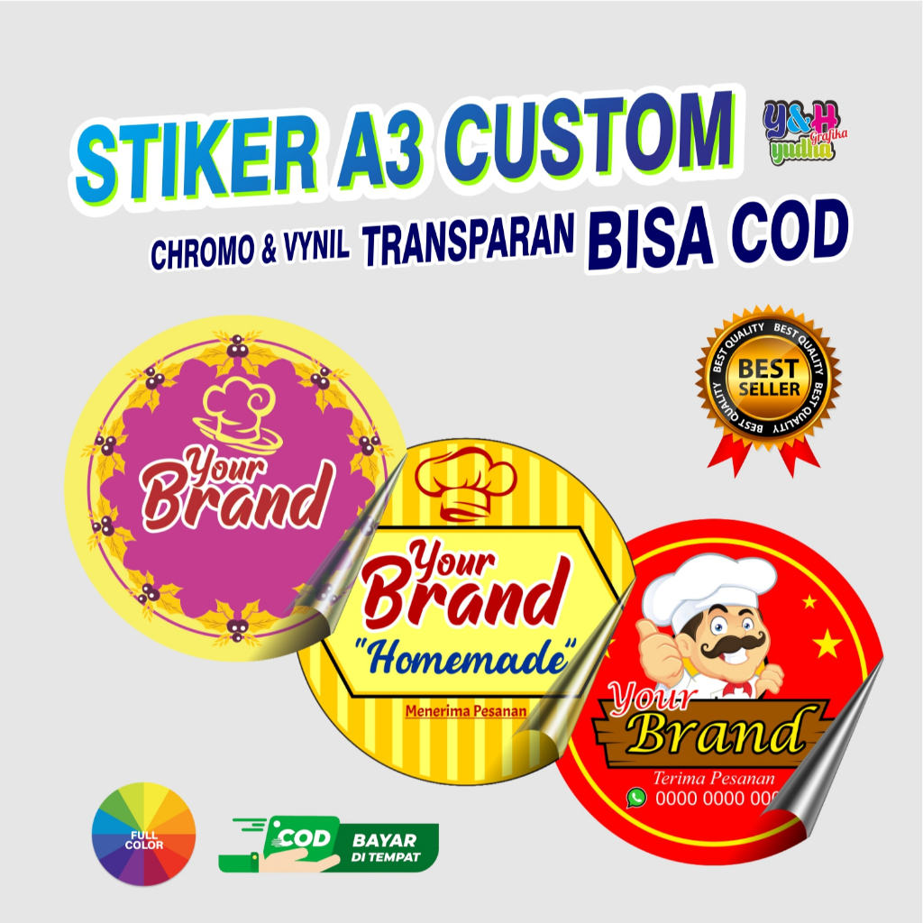 Jual Stiker A3 Custom Produk Jualan Bahan Cromo & Vinyl Transparan ...