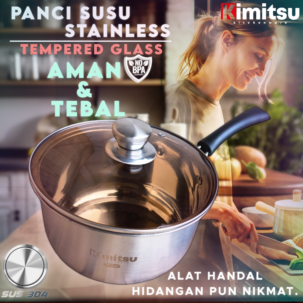 Jual Panci Sup Stainless Steel Tebal 20cm Kimitsu – Tutup Kaca Tempered ...