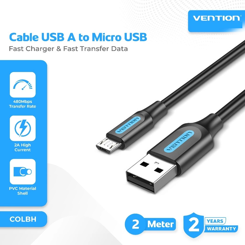 Jual Vention Kabel Data Micro USB COL – Fast Charging 2A, Bahan PVC ...