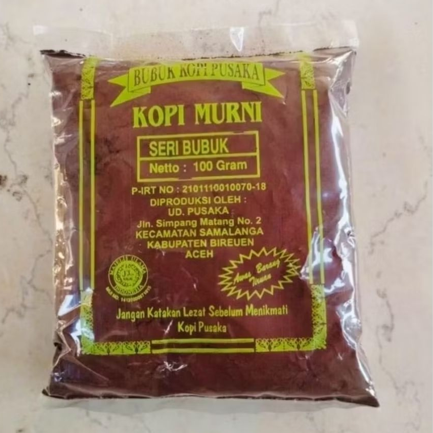 Jual 100 Gram Bubuk Kopi Halus Murni Pusaka Samalanga | Shopee Indonesia