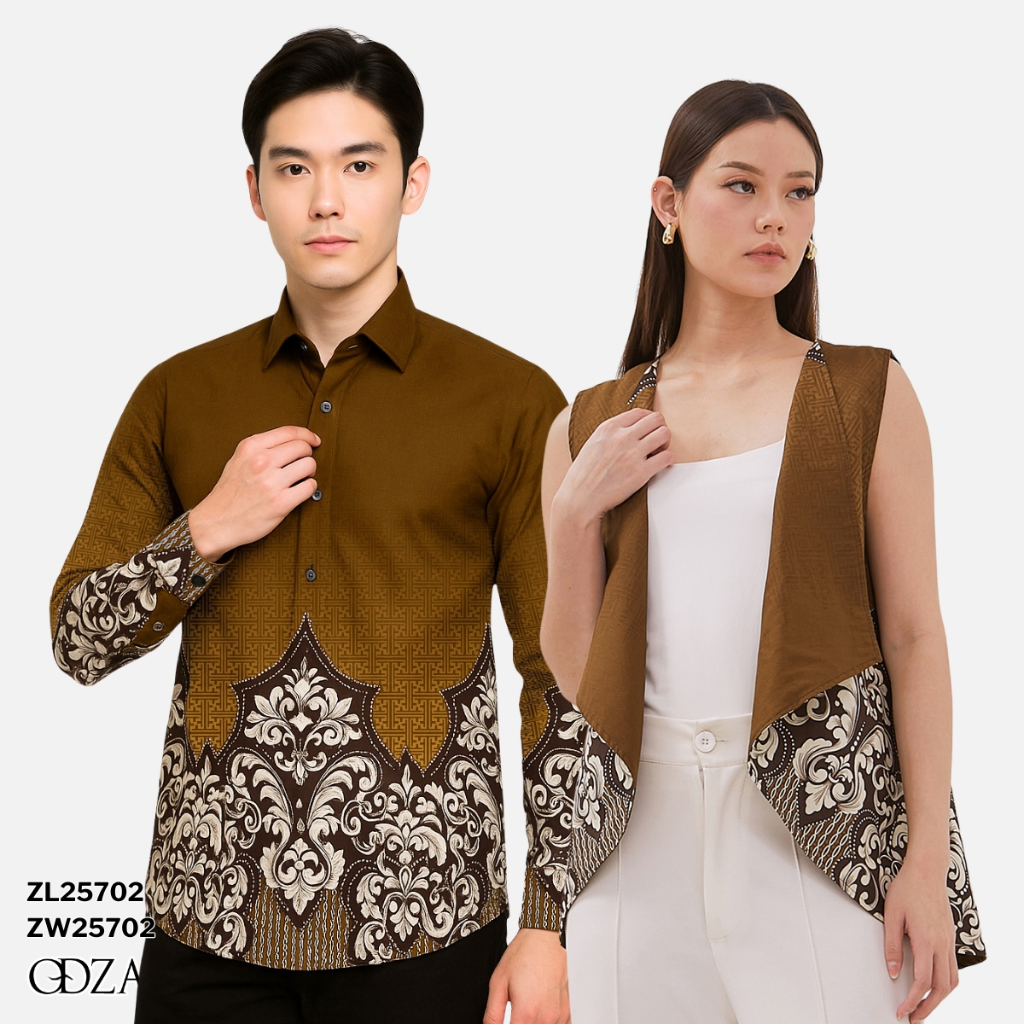 Jual Odza Set Atasan Batik Couple Lengan Panjang Outer Luaran Bolak ...