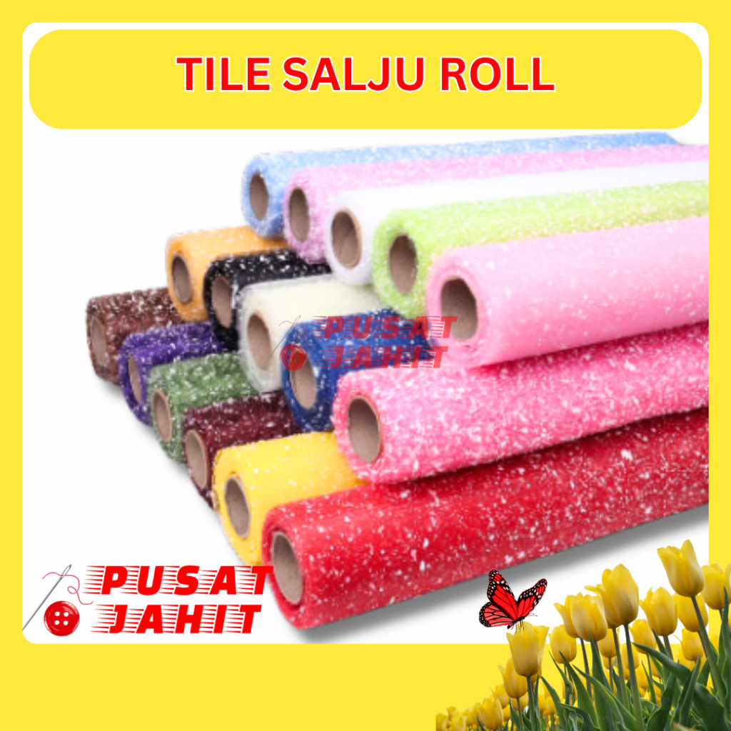 Jual (ROLL) Kain TILE SALJU / Snow Mesh Tile per roll BUKET BUNGA ...