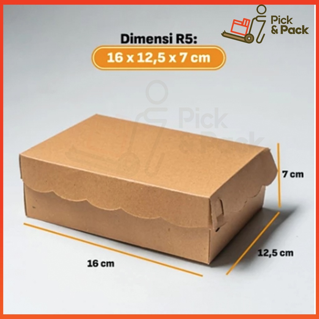 Jual (1 PACK/ISI 100 PCS) Kotak Dus Kue / Dus Makanan R5 JUMBO Kraft ...