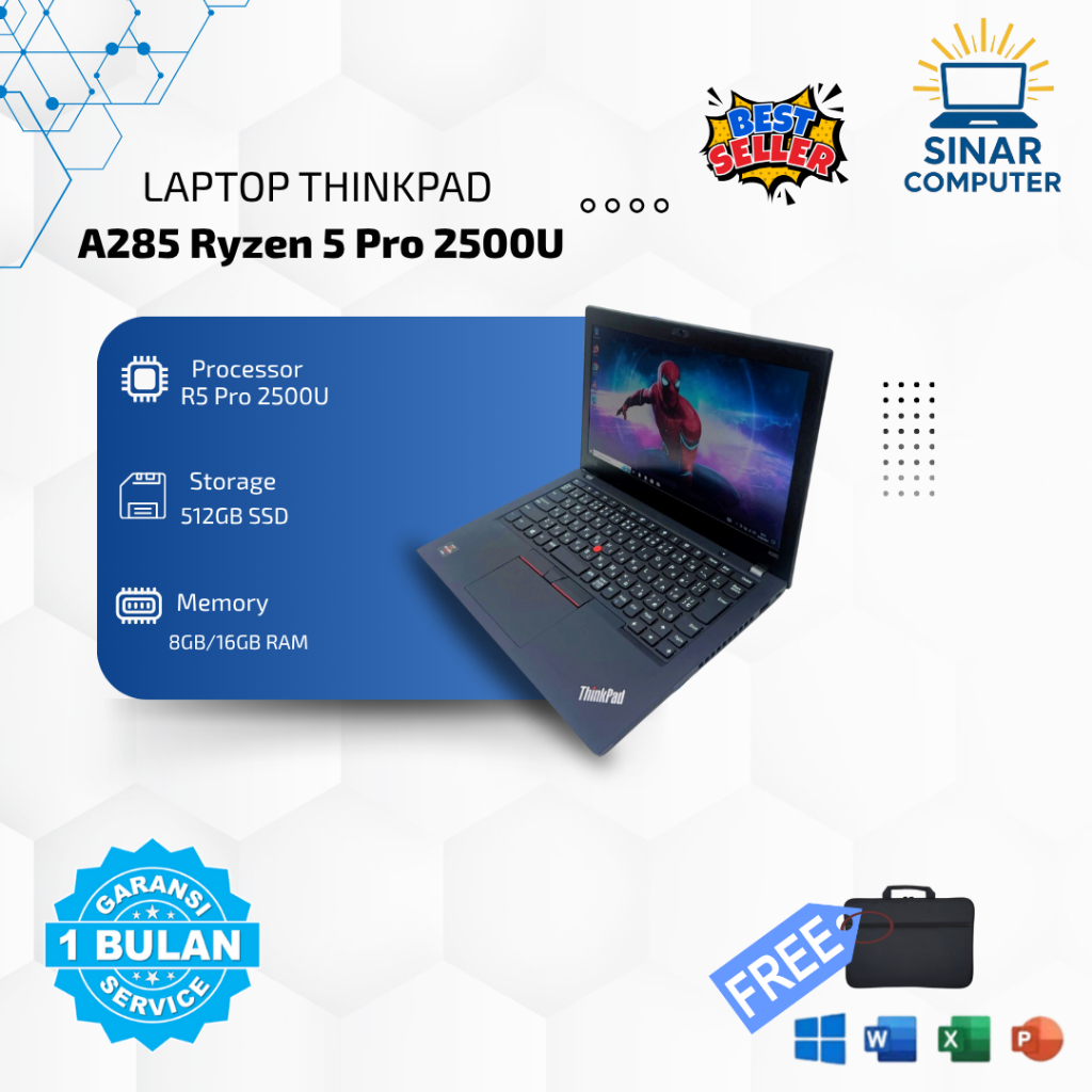 Jual Lenovo Thinkpad A285 Ryzen 5 Pro 2500U Ram 8GB SSD 512GB | Shopee ...