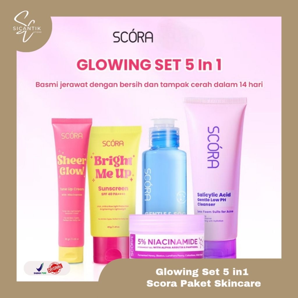 Jual GLOWING SET 5IN1 SCORA 5% NIACINAMIDE HYDRAMOIST GEL MOISTURIZER ...