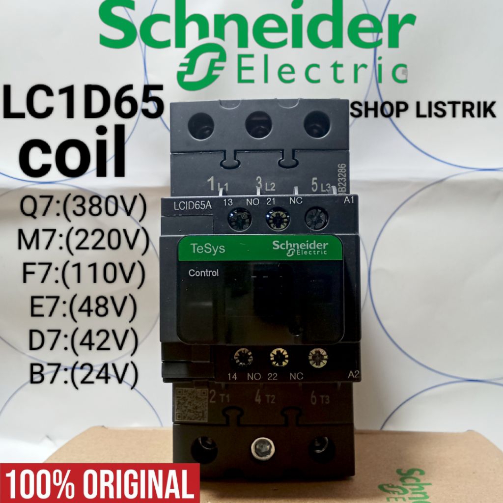 Jual kontaktor contactor LC1D65AD7 LC1D65 AD7 42vac 3p 65a schneider ...