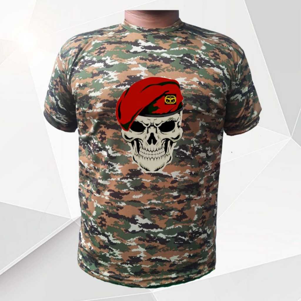 Jual Kaos Dry Fit Loreng BARET KOPASSUS SKULL TNI Trimatra Sage Green ...