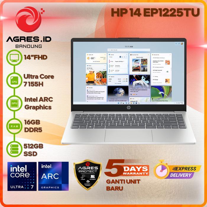 Jual HP 14 EP1225TU CORE ULTRA 7 155H 16Gb 512Gb 14" FHD IPS COPILOT ...