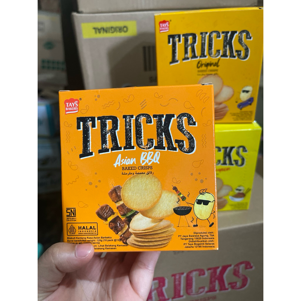 Jual Tricks Biskuit kentang Baked crisps original/kimchi/keju/bbq 1box ...