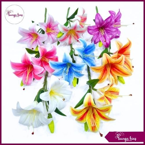 Jual Bunga Lily Latex Jumbo Premium / Bunga Lily Palsu 2 Cabang / Bunga ...