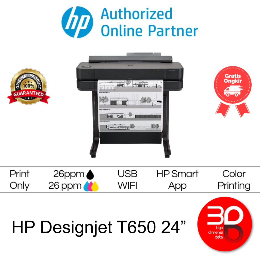 Jual HP Printer Designjet T650 24" Original [5HB08A] | Shopee Indonesia