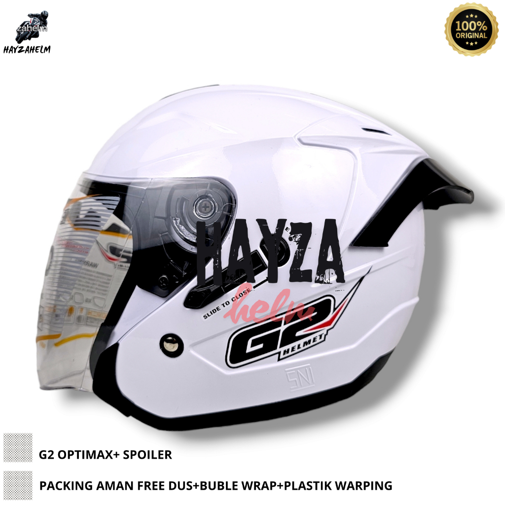 Jual Helm G2 OPTIMAX Solid White varian spoiler Ori Helm Half Face ...