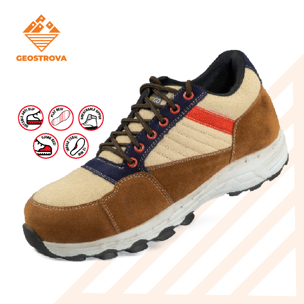 Jual GEOSTROVA Sepatu Safety Pria MS1 Khaki - Ujung Besi Awet Anti ...