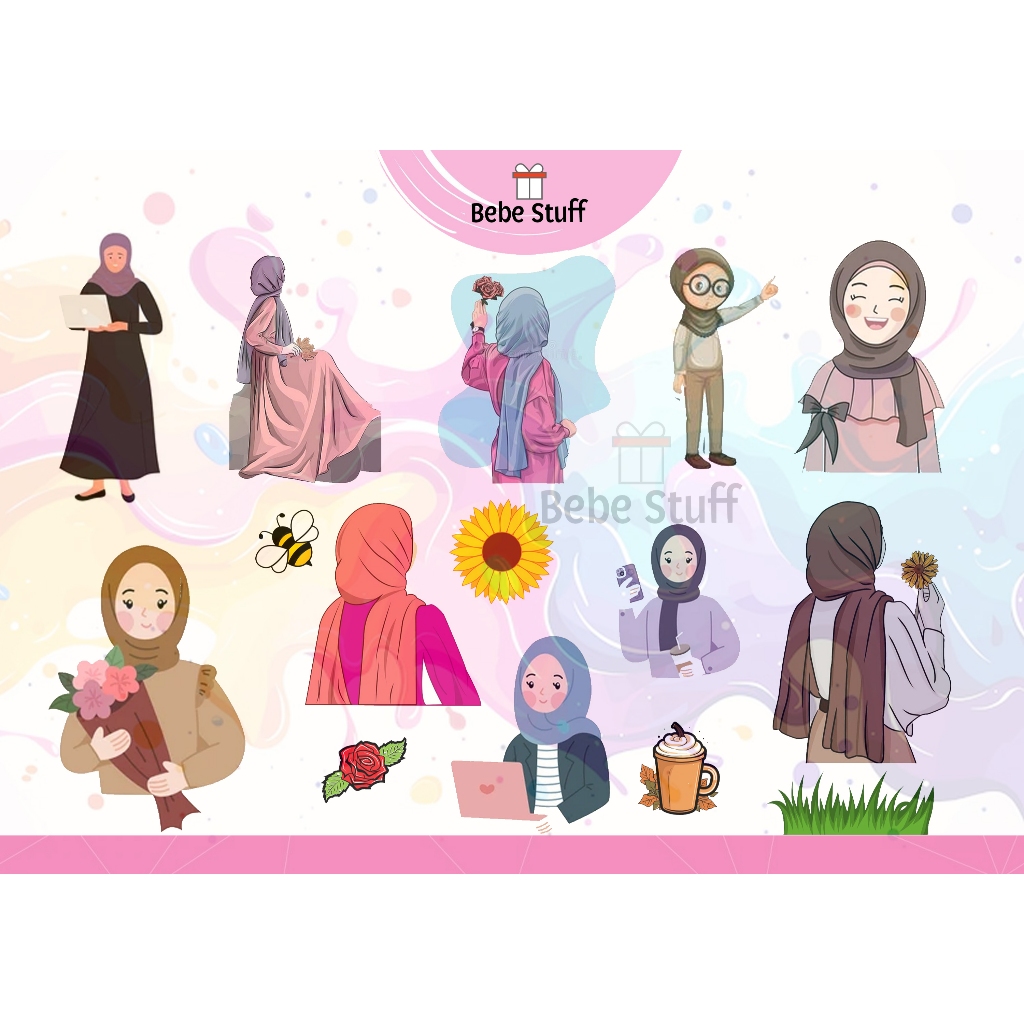 Jual Stiker Hijab Girl / Stiker Scrapbook / Stiker Journaling / Stiker ...
