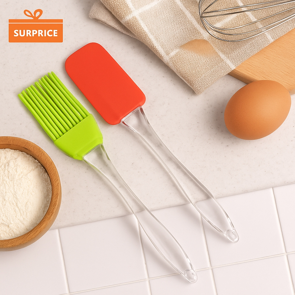 Jual Surprice (Isi 2 pcs) Spatula Silikon Tahan Panas Food Grade + Kuas ...