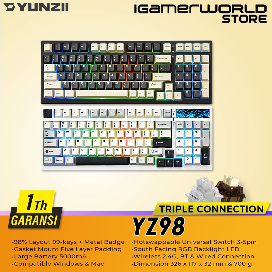 Jual Yunzii YZ98 / YZ-98 Pro Wireless Tri Mode Connection Gasket Poron RGB Mechanical Gaming ...