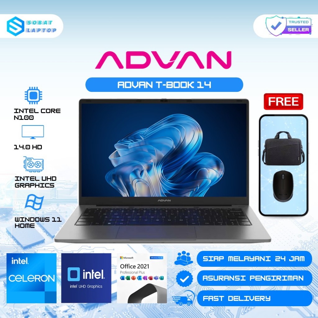 Jual ADVAN Laptop TBook Intel Core N100 Ram 8Gb/512GB Ssd 14" HD ...