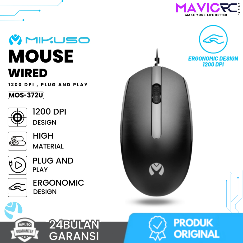 Jual MIKUSO MOS-372U Mouse Wired Optick USB Kabel 1200 DPI For PC ...