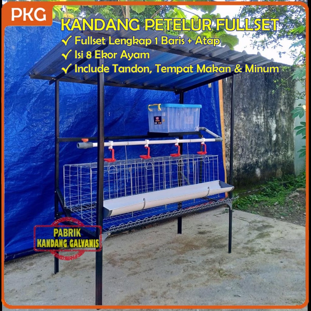 Jual Kandang Ayam Petelur Galvanis Full Set Komplit 1 Baris Isi 8 Ekor | Rakitan Minimalis Skala ...