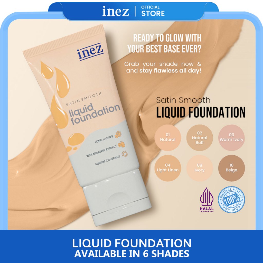 Jual INEZ Foundation Satin Smooth Liquid Foundation Alas Bedak Inez ...