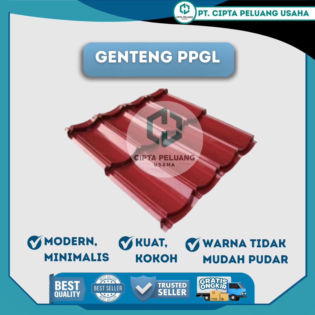 Jual [BERKUALITAS] GENTENG PPGL WARNA MERAH // GENTENG METAL WARNA ...