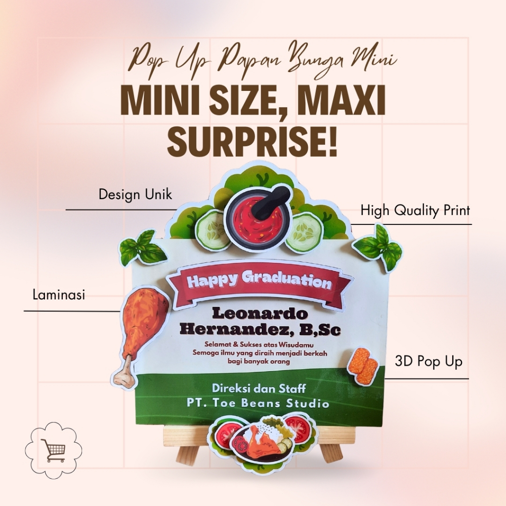 Jual 3D Pop Up Papan Bunga Mini Aesthetic "Lalapan Ayam" | Shopee Indonesia