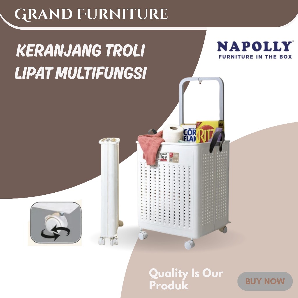 Jual [READY STOCK] NAPOLLY BEE BASKET TROLLEY / KERANJANG RODA LIPAT ...