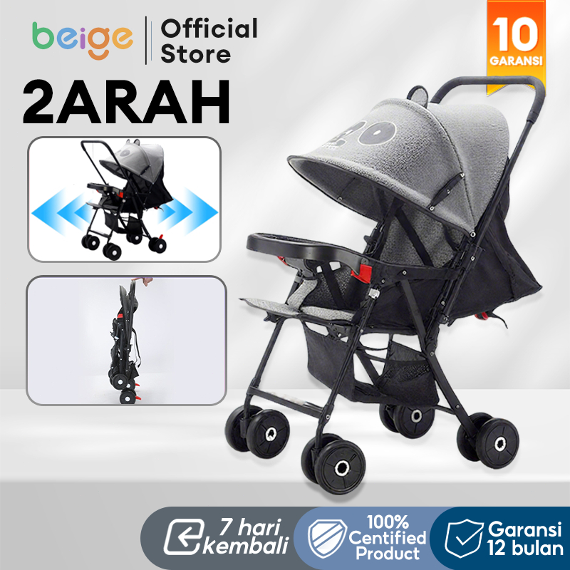 Jual BEIGE Stroller Bayi Multifungsi Lipat Ringan 2 Arah, Duduk & Tidur ...