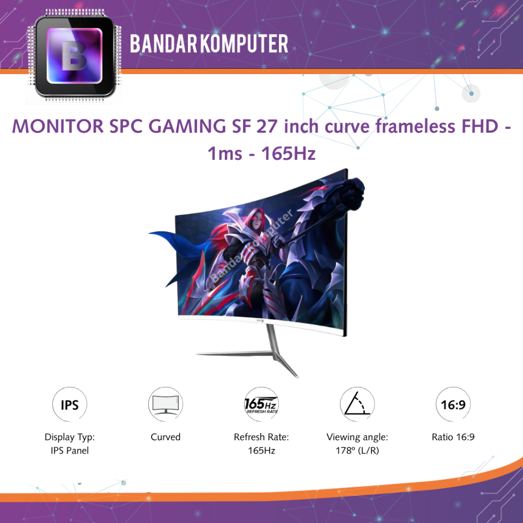 Jual MONITOR SPC GAMING SF 27 inch curve frameless FHD - 1ms - 165Hz | Shopee Indonesia