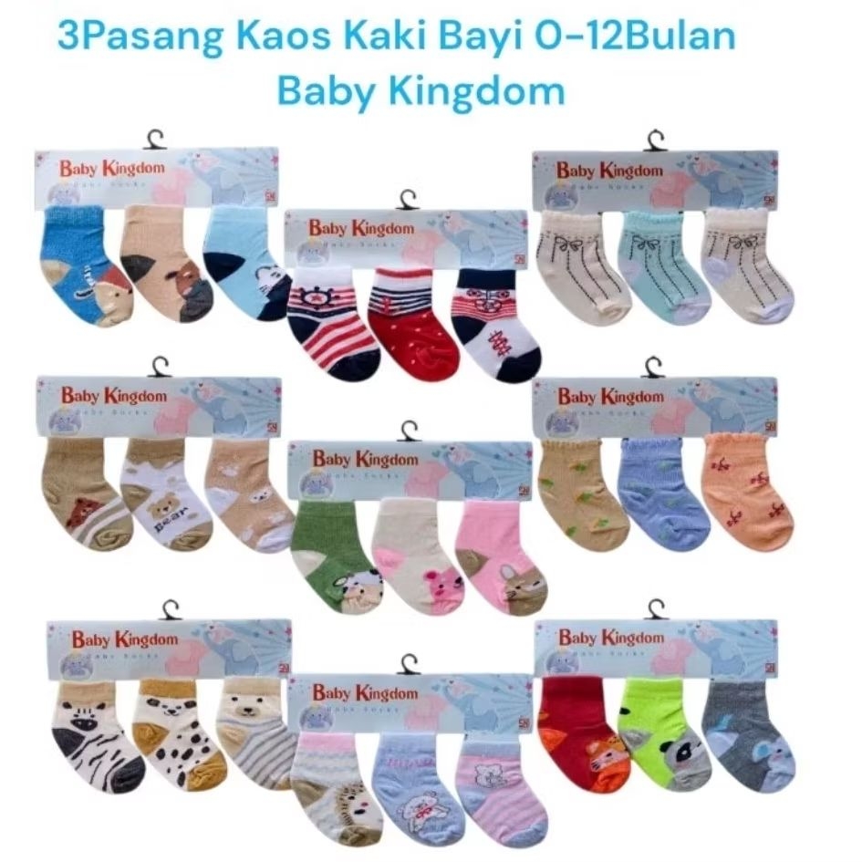 Jual (3 Pasang) Kaos Kaki Bayi Baby Kingdom-Kaos Kaki Bayi Baru Lahir ...