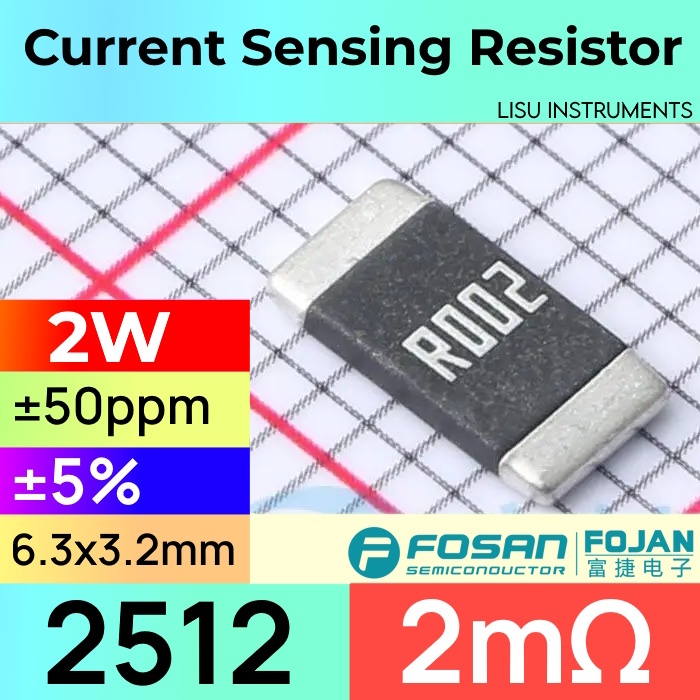 Jual 2mΩ 2512 2W ±5% ±50ppm/°C Current Sensing Shunt Resistor R002 2mR ...