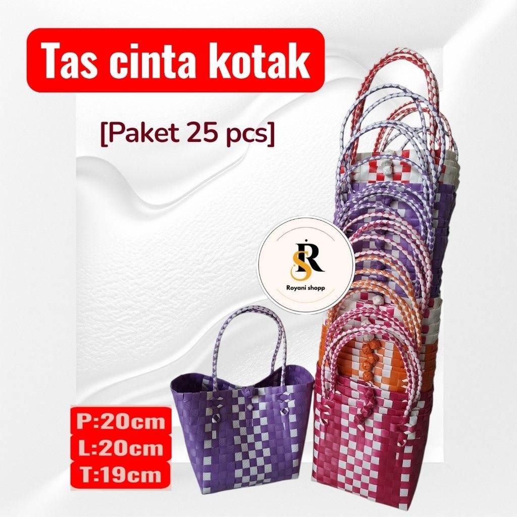 Jual Tas anyaman plastik/TAS CINTA KOTAK paket 25 pcs/tas jinijng/tas ...