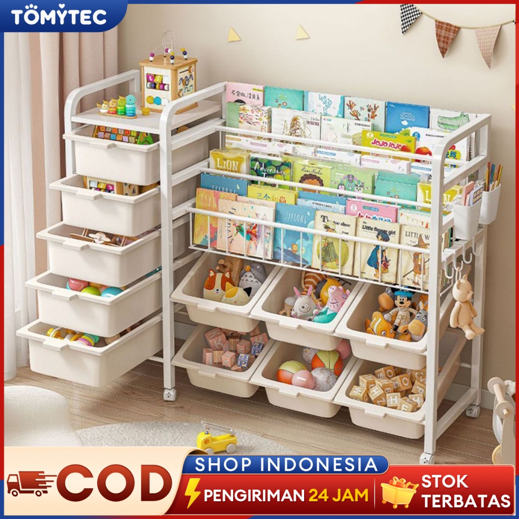 Jual Rak Buku Susun Serbaguna Rak Buku Anak Rak Portable Roda Rak ...