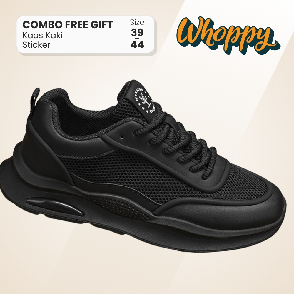Jual Whoppy Volker SL67 Sepatu Sekolah Pria Outfit Full Hitam Sneaker ...