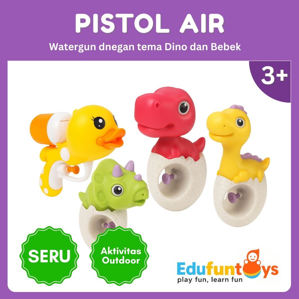 Jual EDUFUNTOYS Pistol Air Dinosaurus & Bebek Lucu | Water Gun Bayi ...