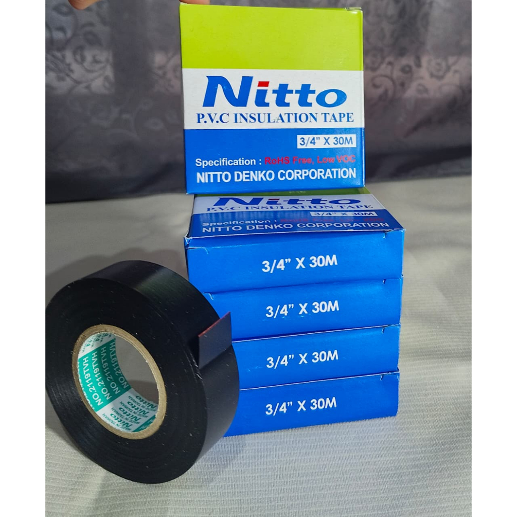 Jual PAKET ISI 5 ISOLASI NITTO LISTRIK TAPE HITAM PVC KABEL NITO 3/4 ...