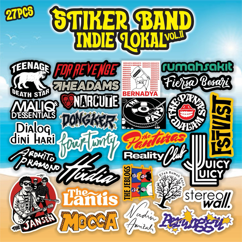 Jual STIKER BAND INDIE 27PCS VOL.2 HINDIA THE LANTIS PERUNGGU INDIE POP ...