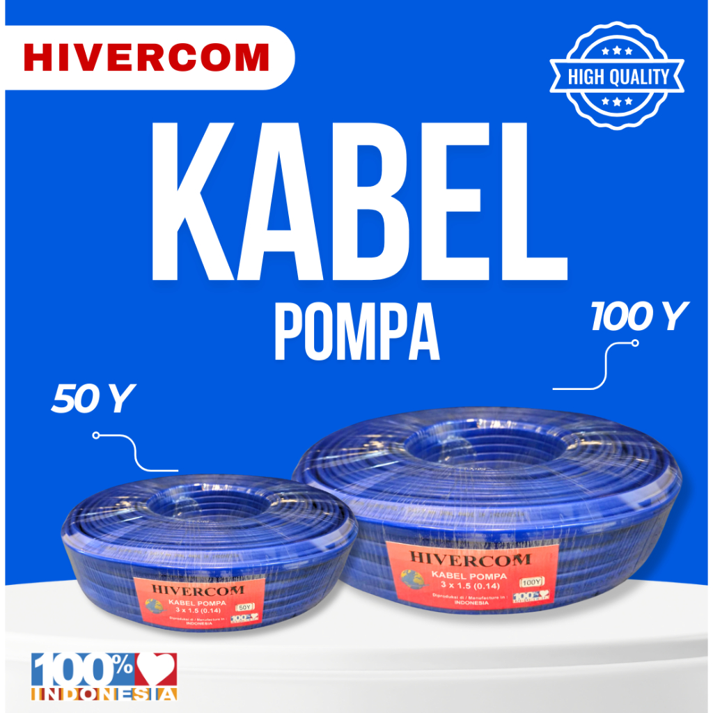 Jual HIVERCOM Kabel Pompa 3x1.5 mm Tembaga Asli 50Y 100Y Kabel ...