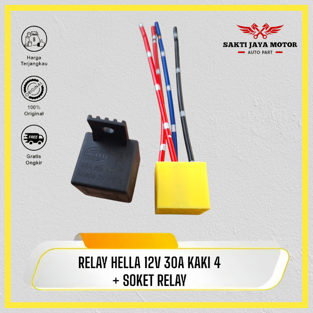 Jual RELAY HELLA 12V 30A KAKI 4 + SOKET RELAY | Shopee Indonesia