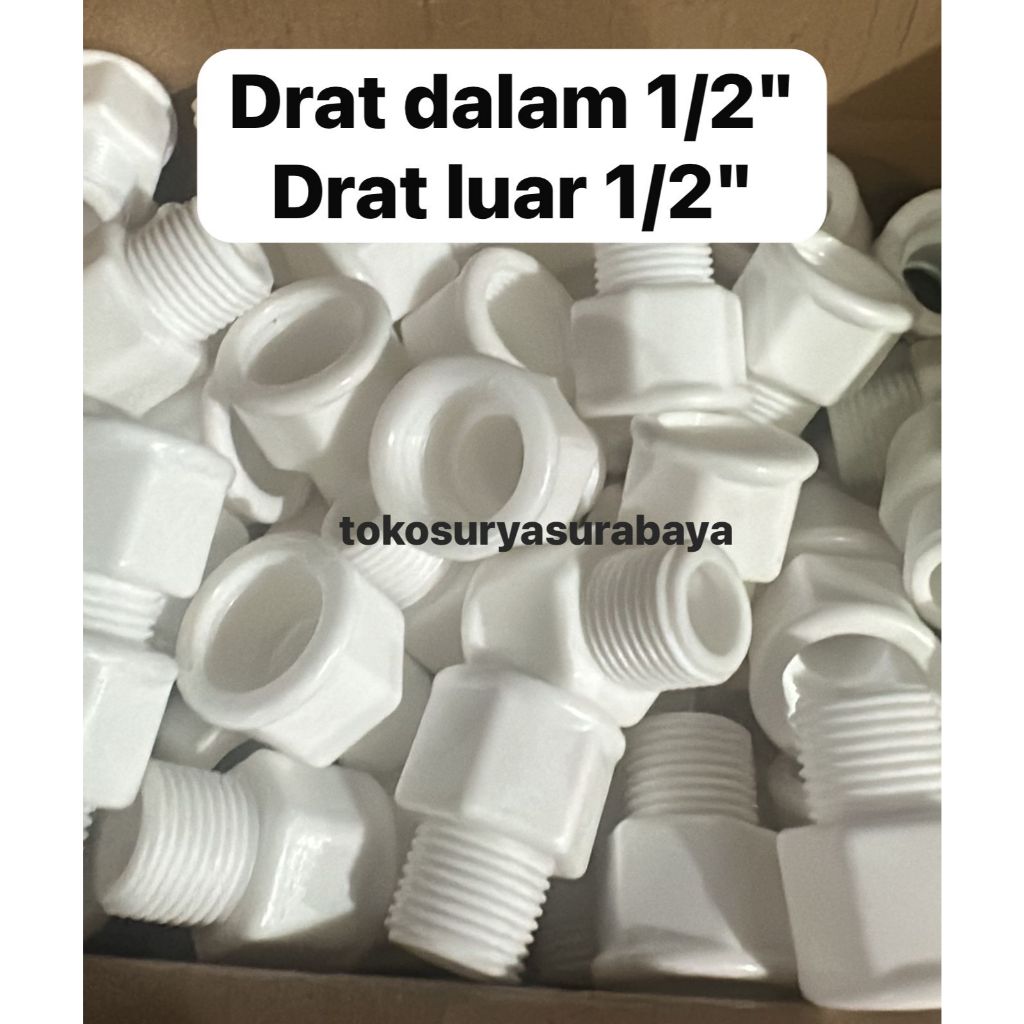 Jual PVC sok drat dalam 1/2 x 1/2" drat dalam 1/2" x drat luar 1/2" sok ...