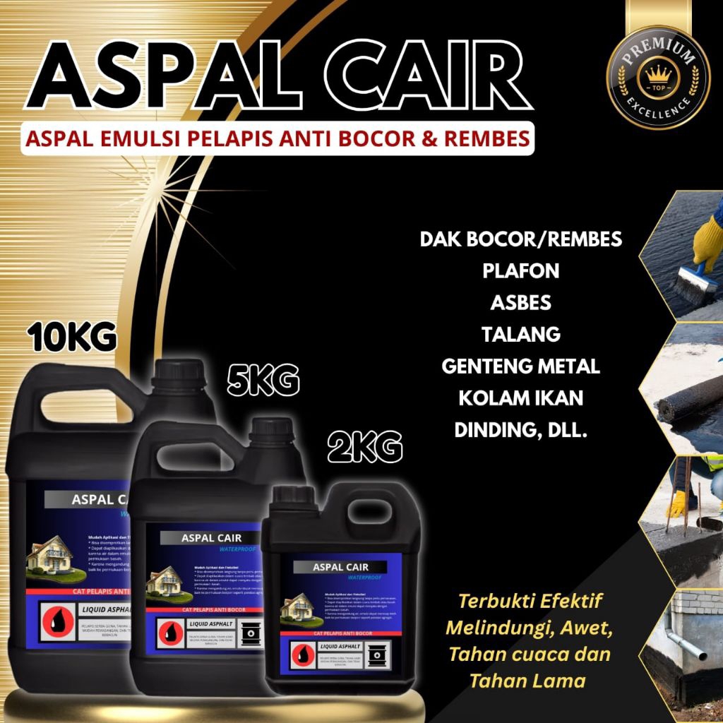 Jual ASPAL CAIR 5 Kg (PREMIUM QUALITY) - Aspal Cair Waterproof Anti ...