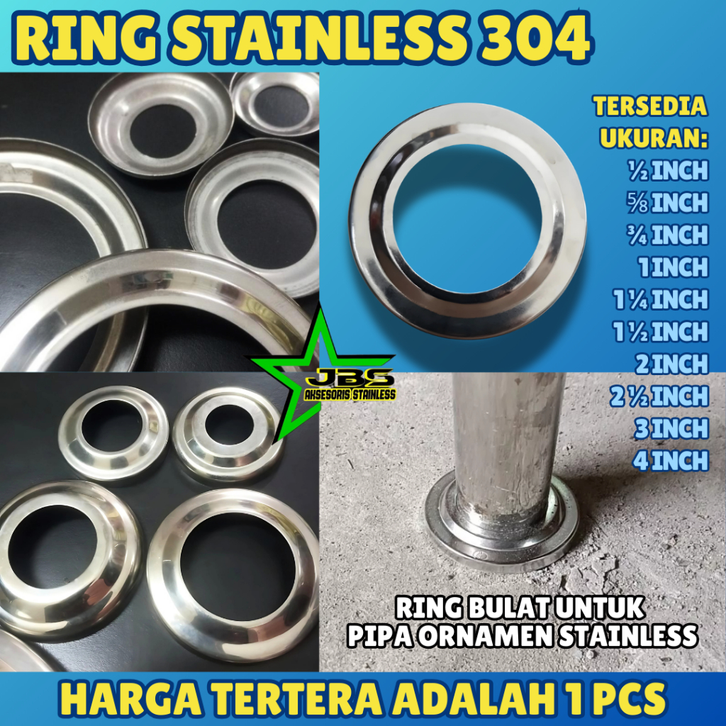 Jual (1/2INCH - 2 1/2INCH) RING BULAT 304 RING PIPA ORNAMEN STAINLESS ...