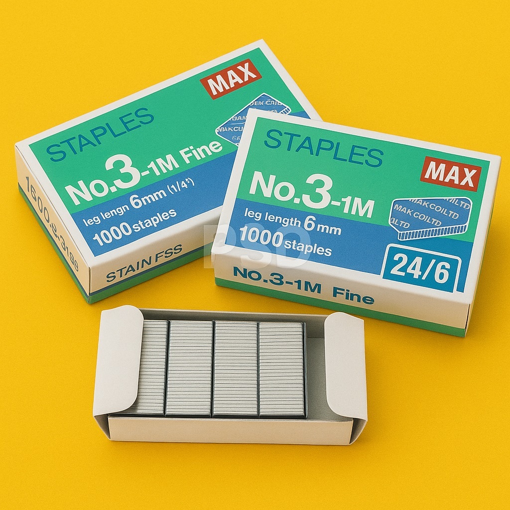Jual Staples MAX No.3-1M Fine 24/6 Isi 1000 – Isi Ulang Isi Stapler 6mm ...