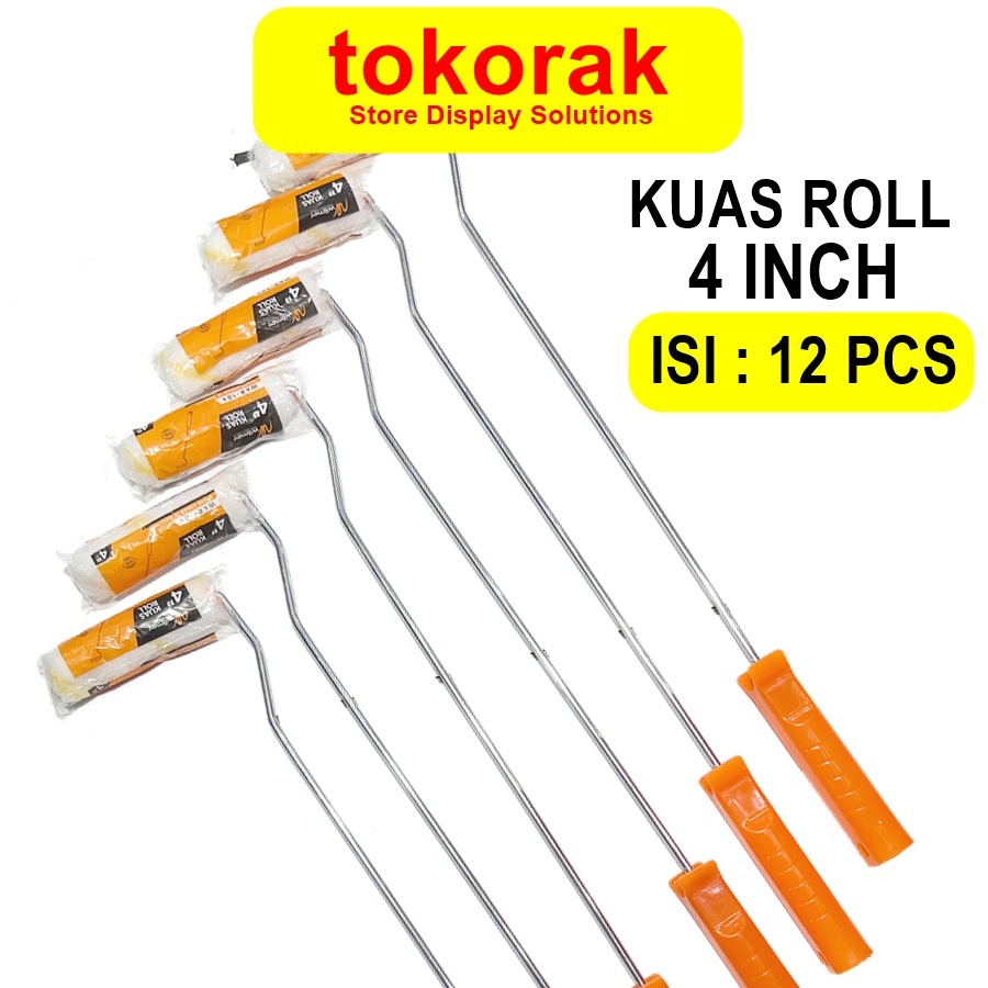 Jual KUAS ROLL KAPAL 4 INCH GAGANG PANJANG ISI 12 PCS KUAS BULU CAT ROL ...