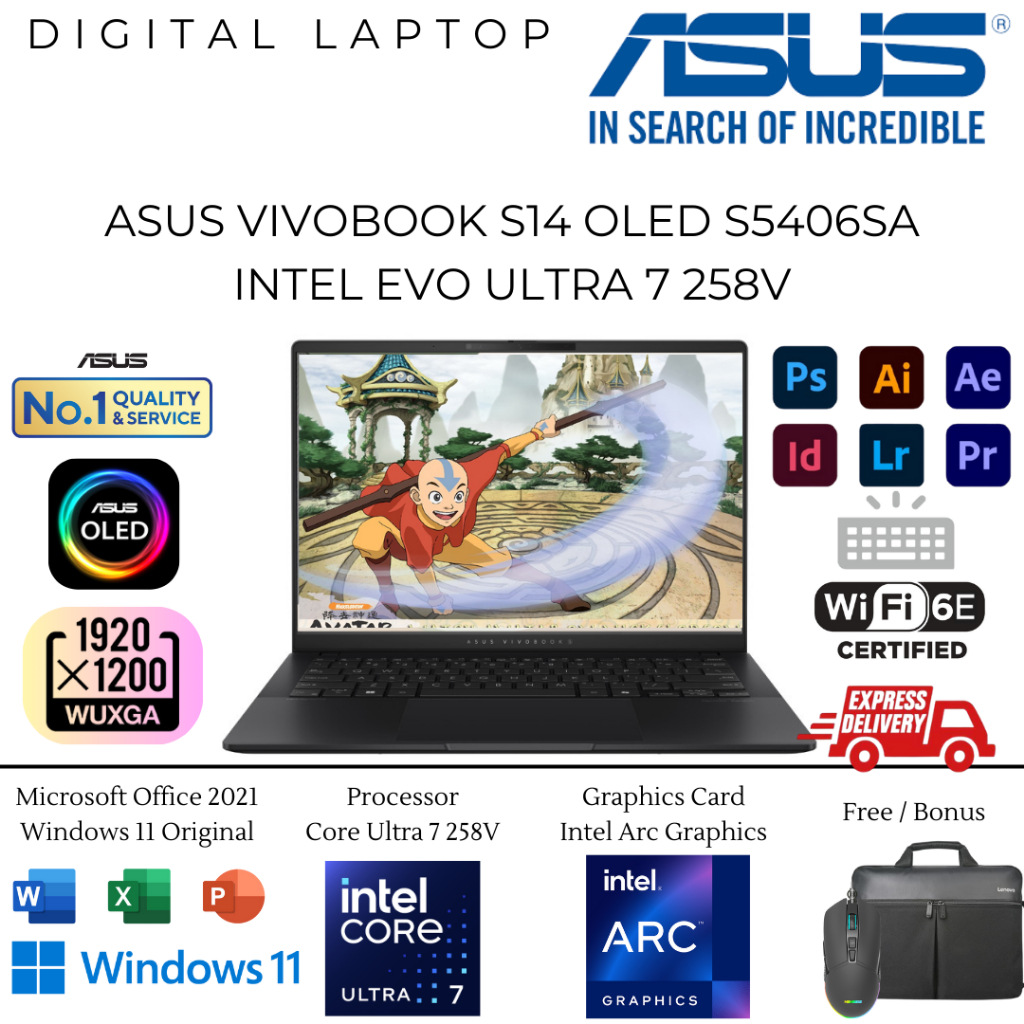 Jual Laptop Asus Vivobook S14 OLED S5406SA INTEL Evo Ultra 7 258V 32GB ...