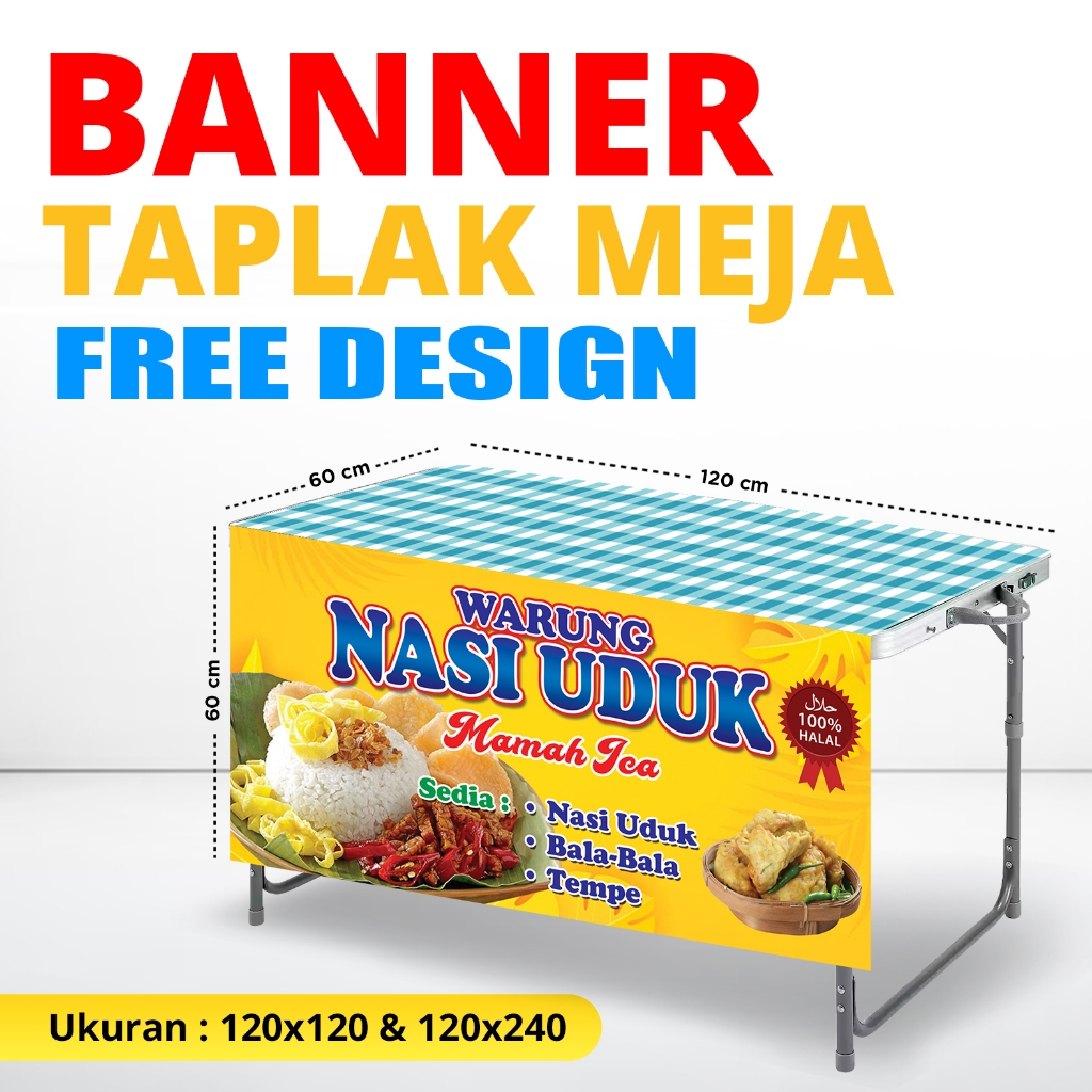 Jual Cetak Banner/Spanduk untuk taplak meja 2 in 1 | Spanduk meja ...